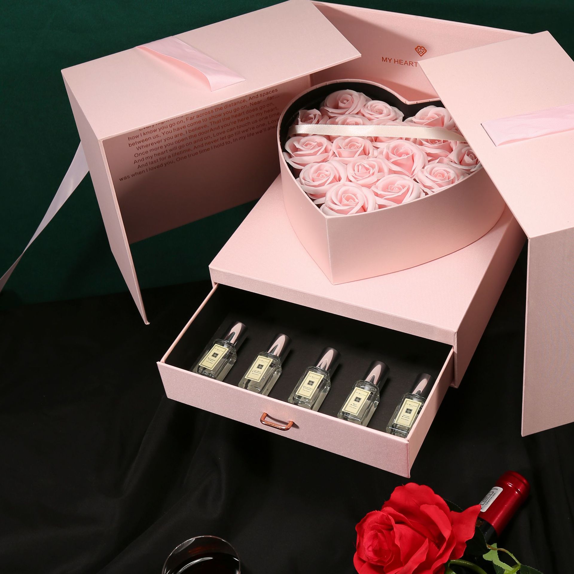 Custom Opening Flower Gifts Box With For Valentine's Day,Double Opening ...