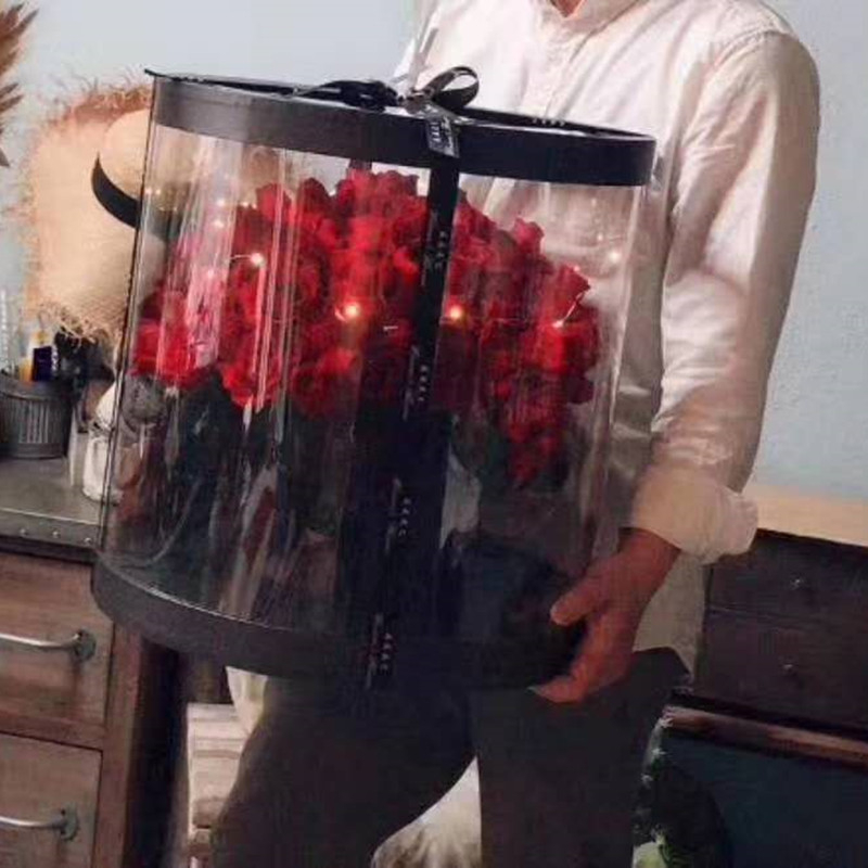 Transparent Plastic Preserved Bouquet Packaging Round Gift Clear PVC ...