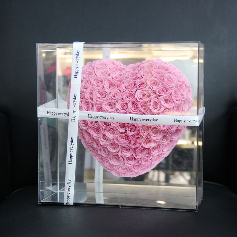 Luxury Transparent Square Acrylic Decorative Flower Soap Rose Bouquet ...
